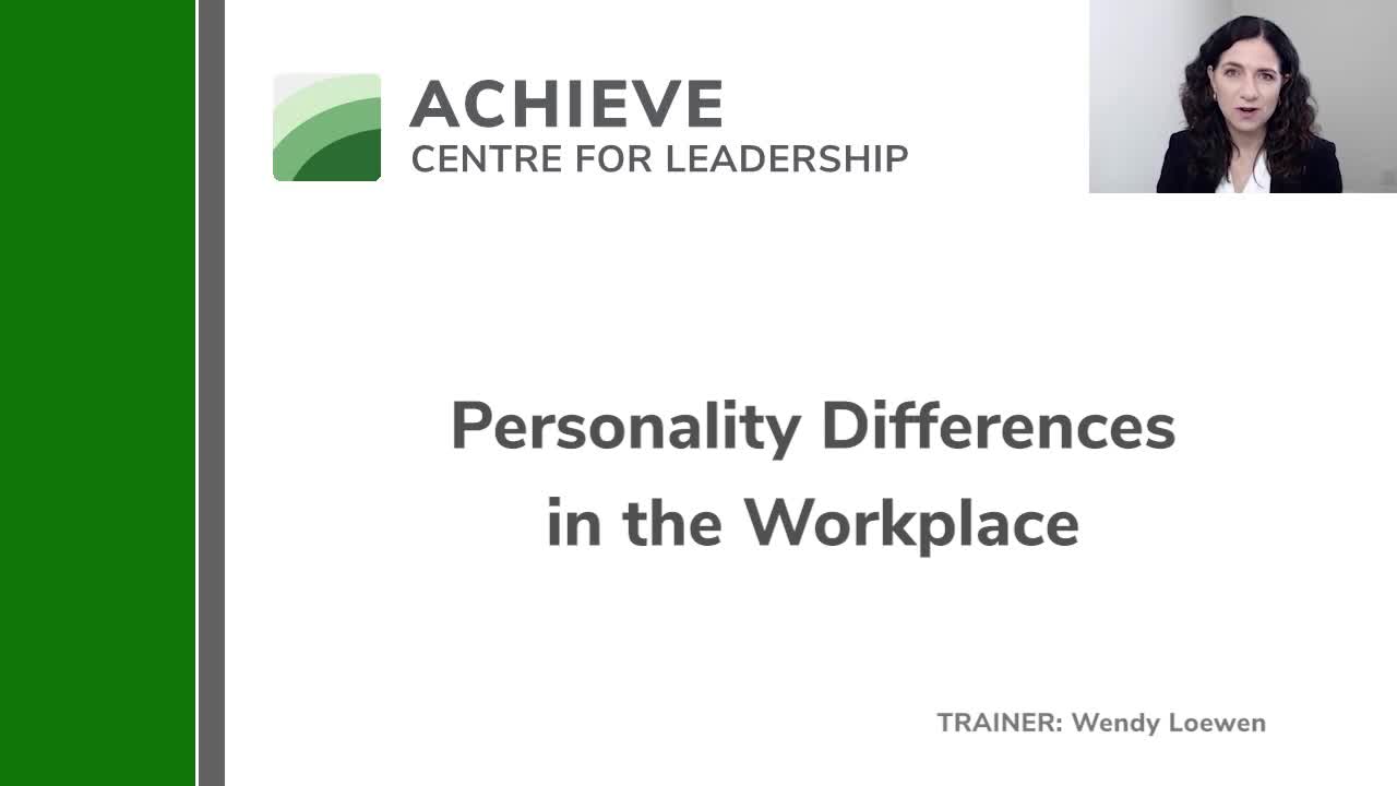 Personality Differences in the Workplace Webinar