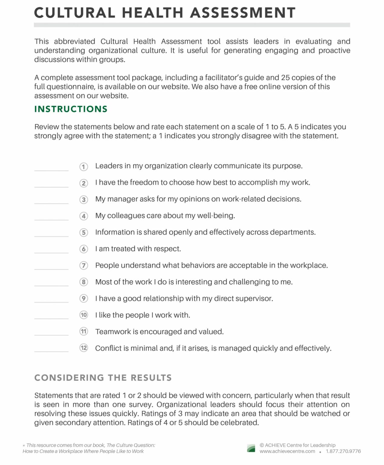Cultural Health Assessment - ACHIEVE Centre for Leadership