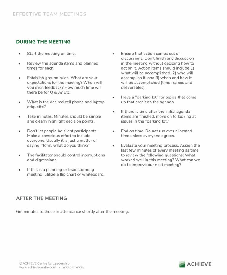 Effective Team Meetings - ACHIEVE Centre for Leadership