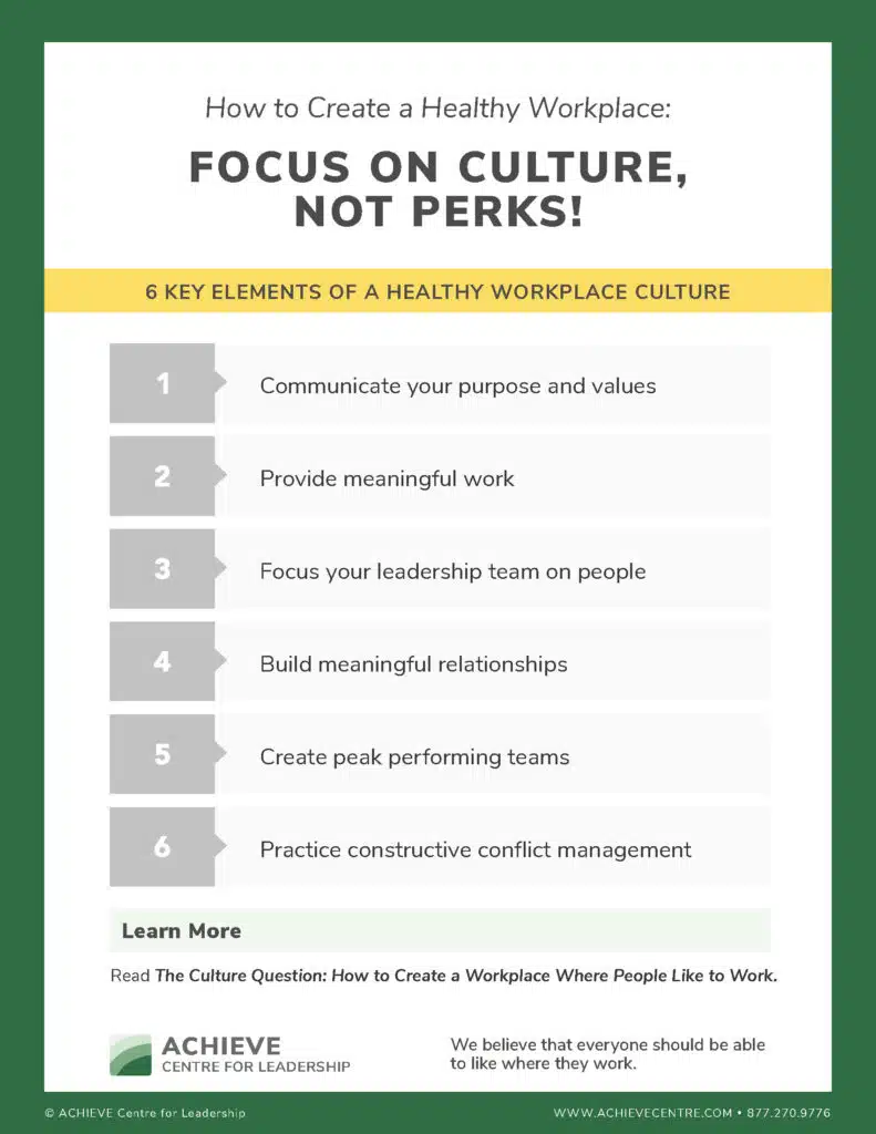 Focus on Culture, Not Perks Printable Infographic - ACHIEVE