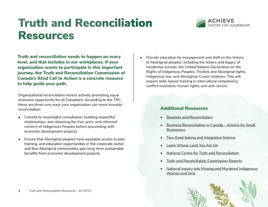 Truth and Reconciliation Resources - ACHIEVE Centre for Leadership