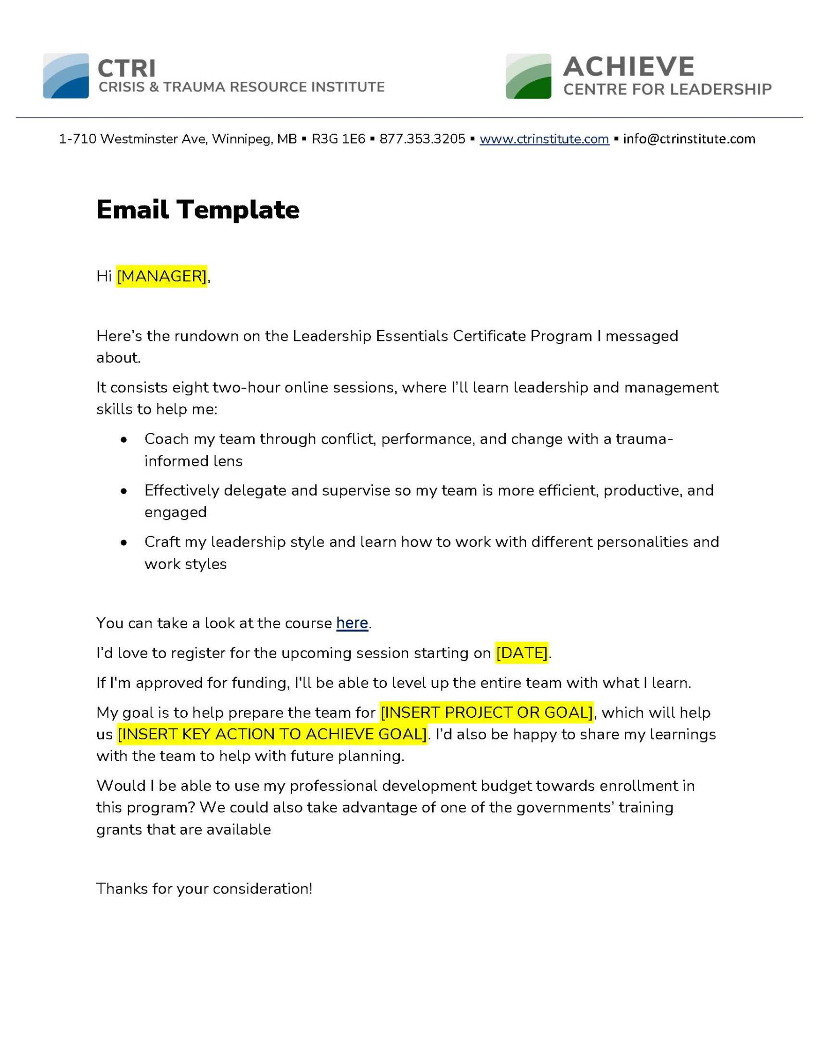 Leadership Essentials - Skills for Emerging Leaders Email Template ...