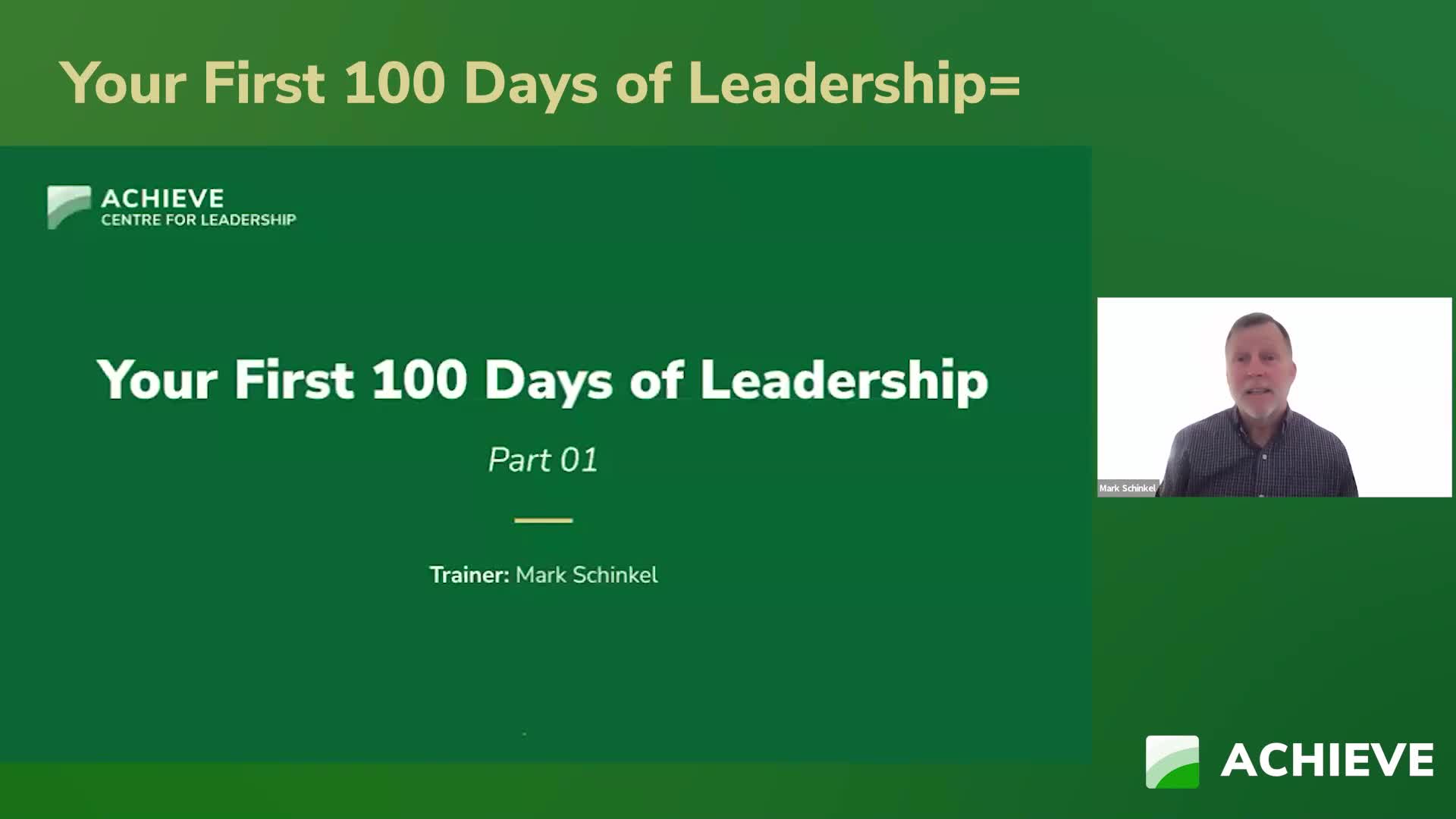 On-Demand Webinar: Your First 100 Days of Leadership - ACHIEVE Centre ...