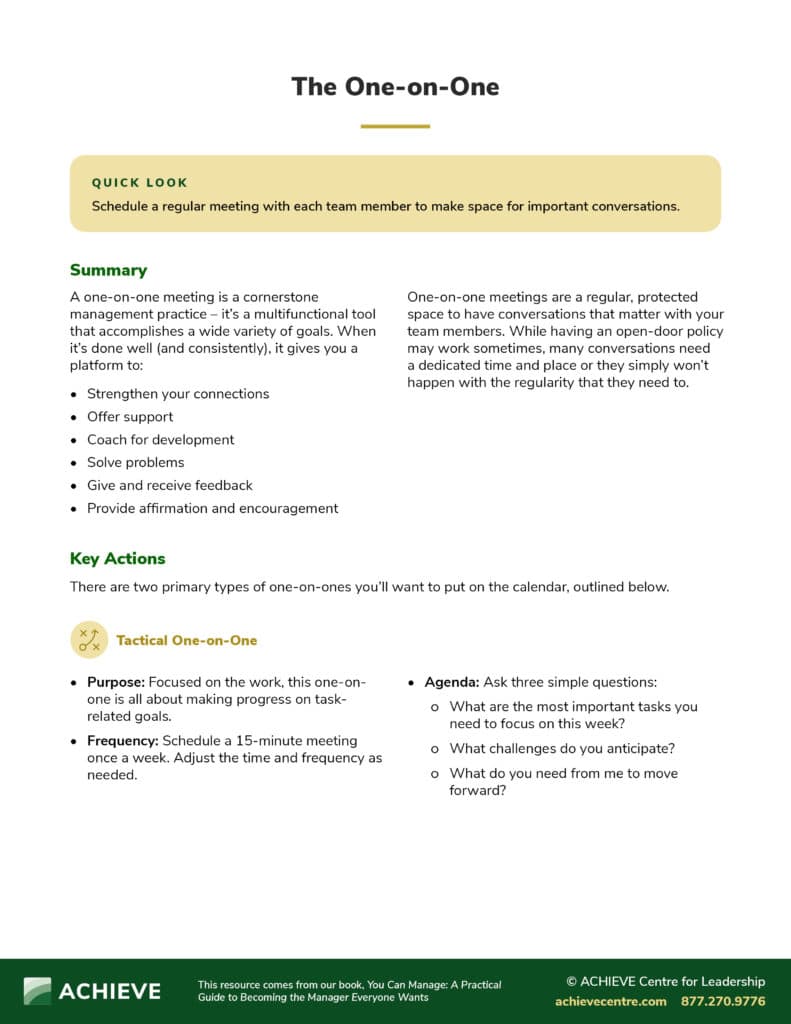 The One-on-One - ACHIEVE Centre for Leadership