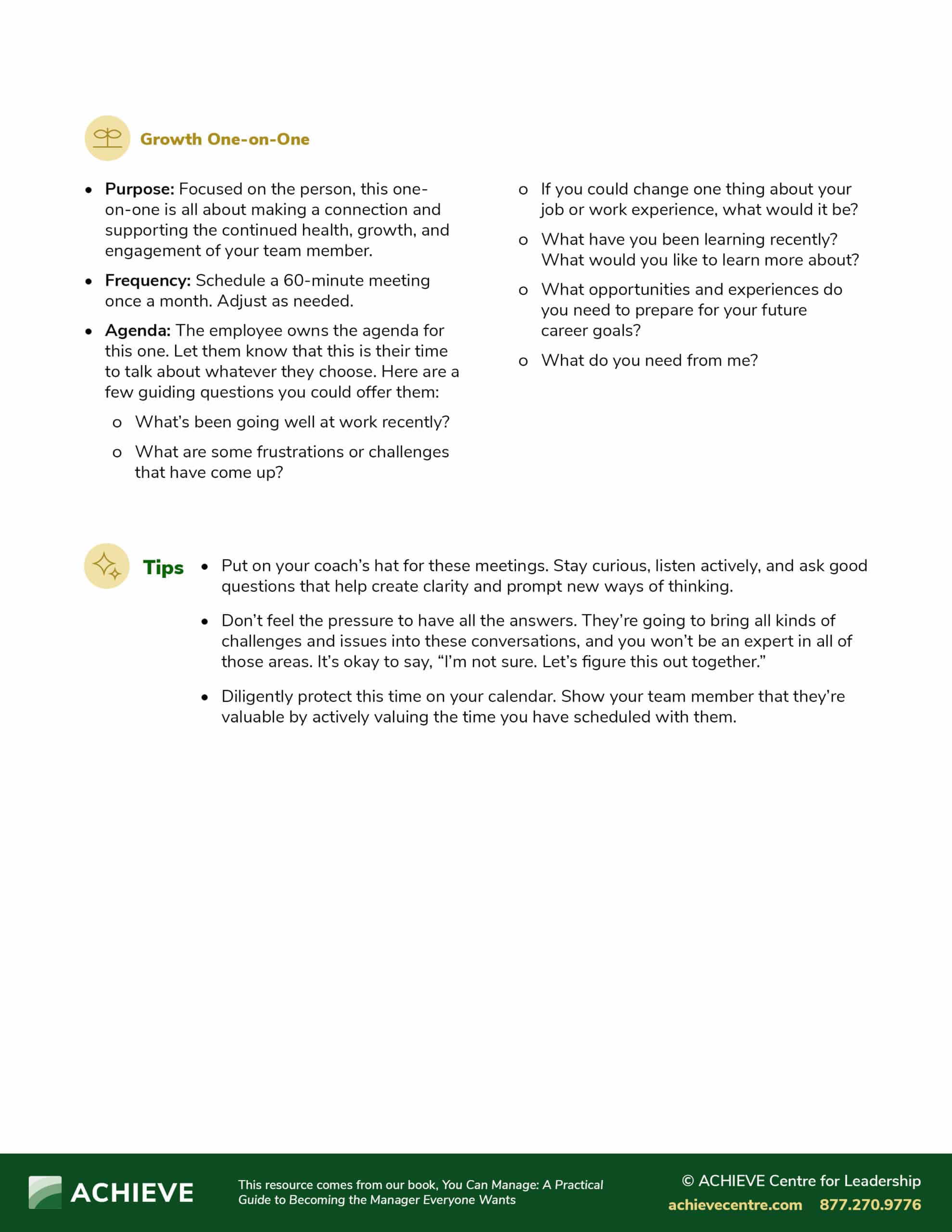 The One-on-One - ACHIEVE Centre for Leadership